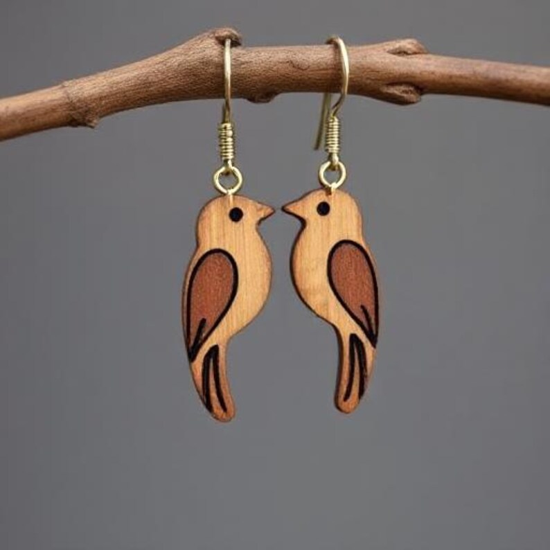 Laser Cut Wooden Tree Earrings: Boho Dangle Jewelry (SVG, DXF, PDF) - Etsy