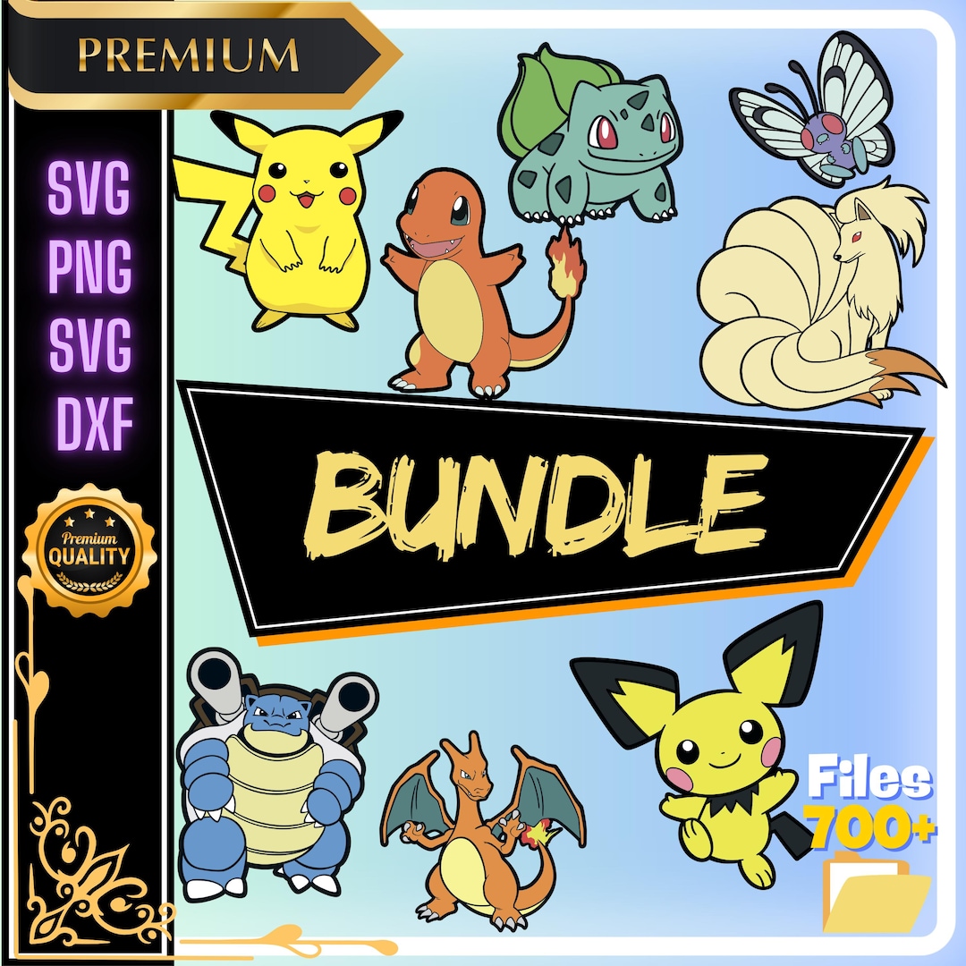Pokemon SVG Bundle Mega, Pokemon Font Svg, Digital Download Pikachu Svg ...