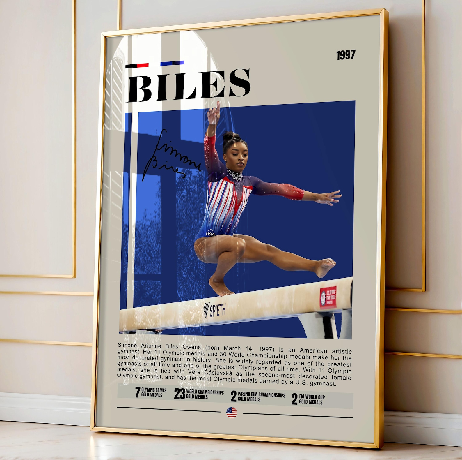 Simone Biles Poster, Gymnast Poster, Athletics Prints, Sports Poster ...