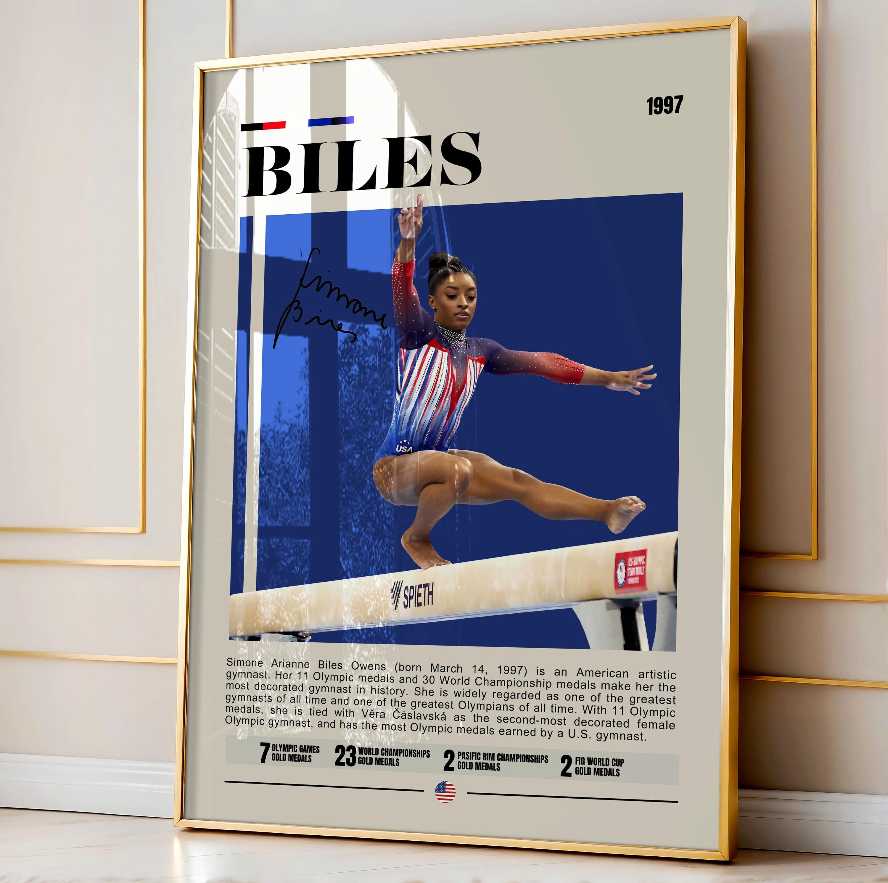 Simone Biles Poster, Gymnast Poster, Athletics Prints, Sports Poster ...
