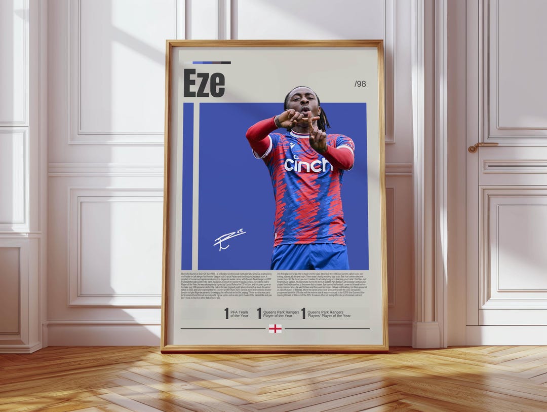 Eberechi Eze Poster, Crystal Palace Poster, Soccer Gifts, Sports Poster ...