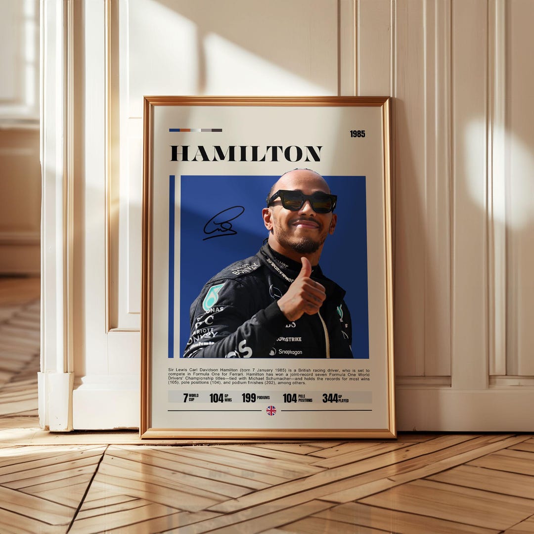 Lewis Hamilton Poster, Formula 1 Wall Art, F1 Racing Print, Motorsport ...