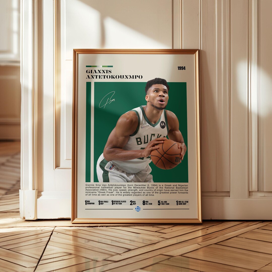 Giannis Antetokounmpo Poster, Milwaukee Bucks Poster, NBA Poster ...