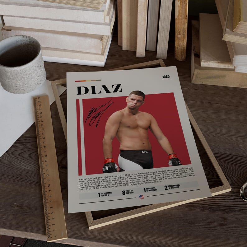 Nate Diaz Poster, UFC Poster, MMA Poster, Boxing Poster, Sports Poster ...