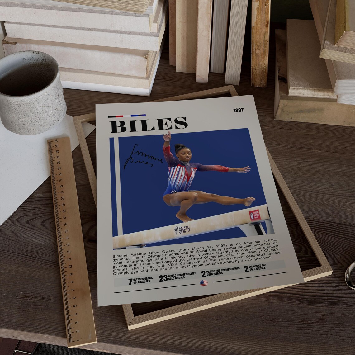 Simone Biles Poster, Gymnast Poster, Athletics Prints, Sports Poster ...