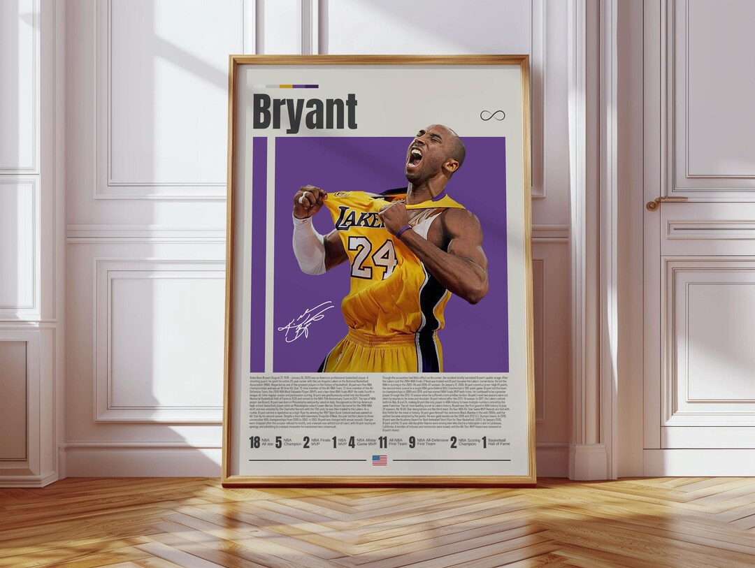 Kobe Bryant Poster, LA Lakers Poster, NBA Poster, Sports Poster, Mid ...
