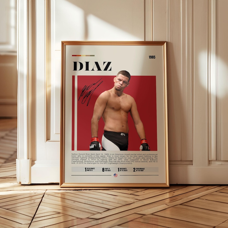 Nate Diaz Poster, UFC Poster, MMA Poster, Boxing Poster, Sports Poster ...