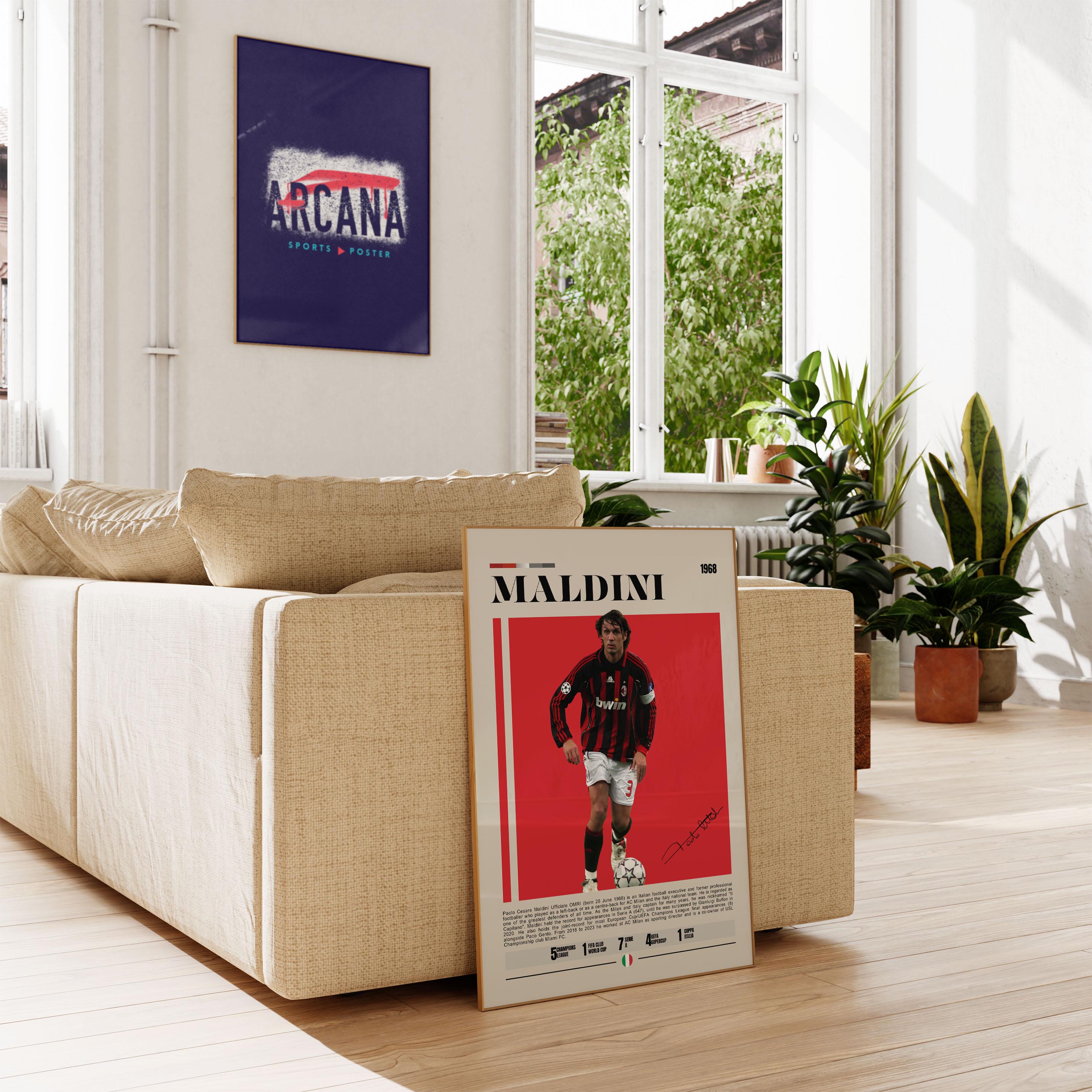Paolo Maldini Poster, AC Milan Poster, Soccer Gifts, Sports Poster ...