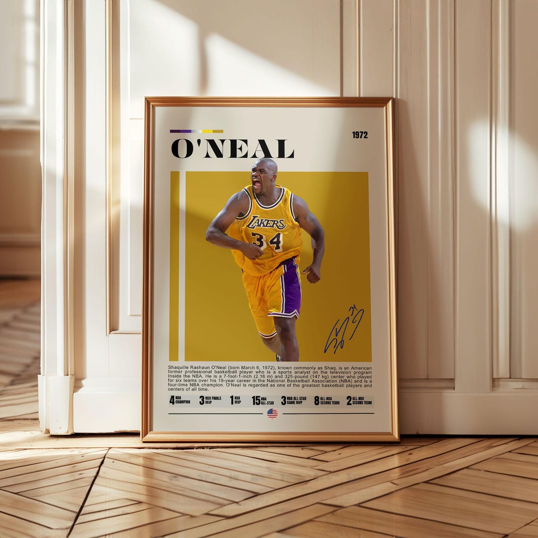 Shaquille O’neal Poster,la Lakers Print,nba Poster,sports Poster,mid ...