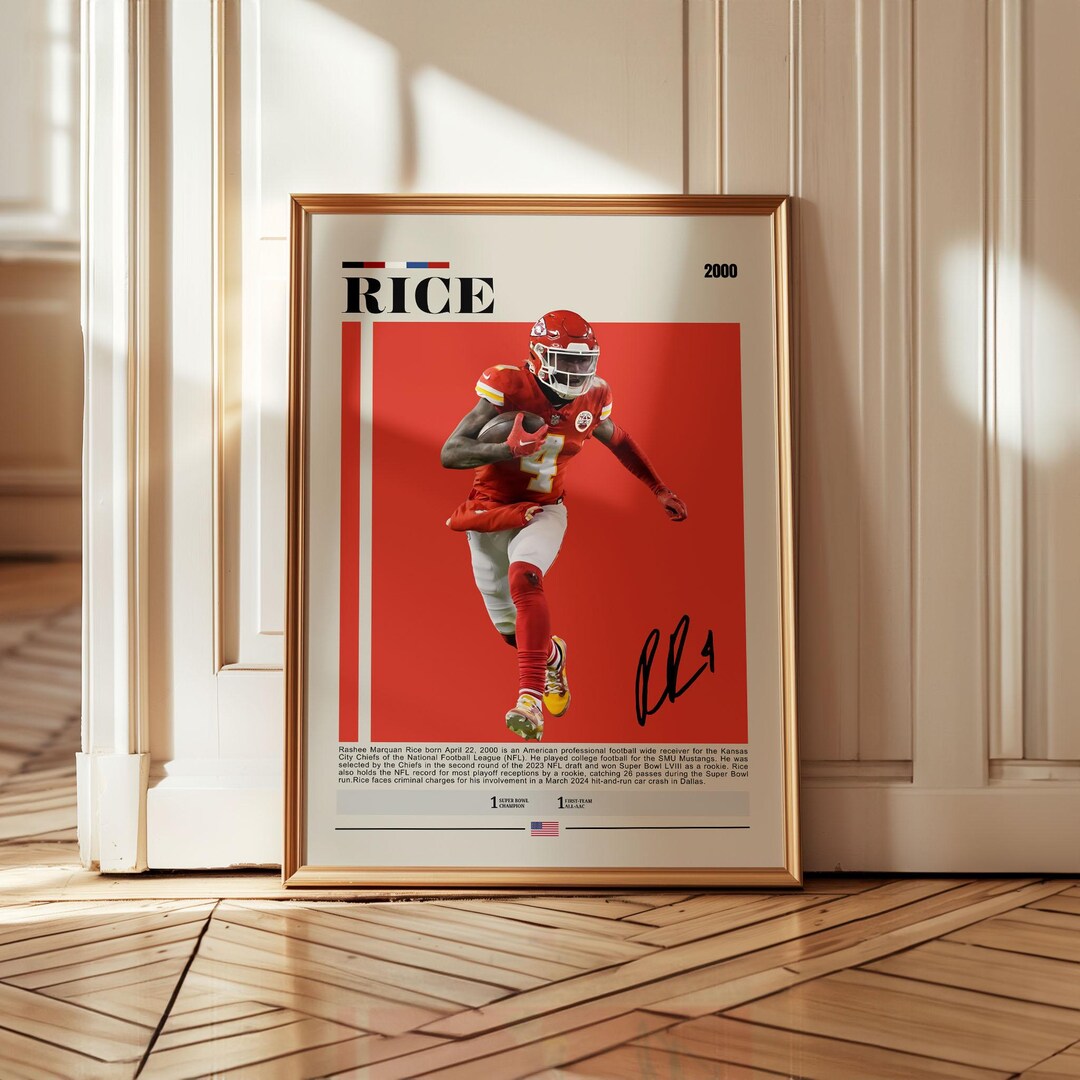 Rashee Rice Poster, Kansas City Chiefs Print, NFL Poster, Sports Poster ...