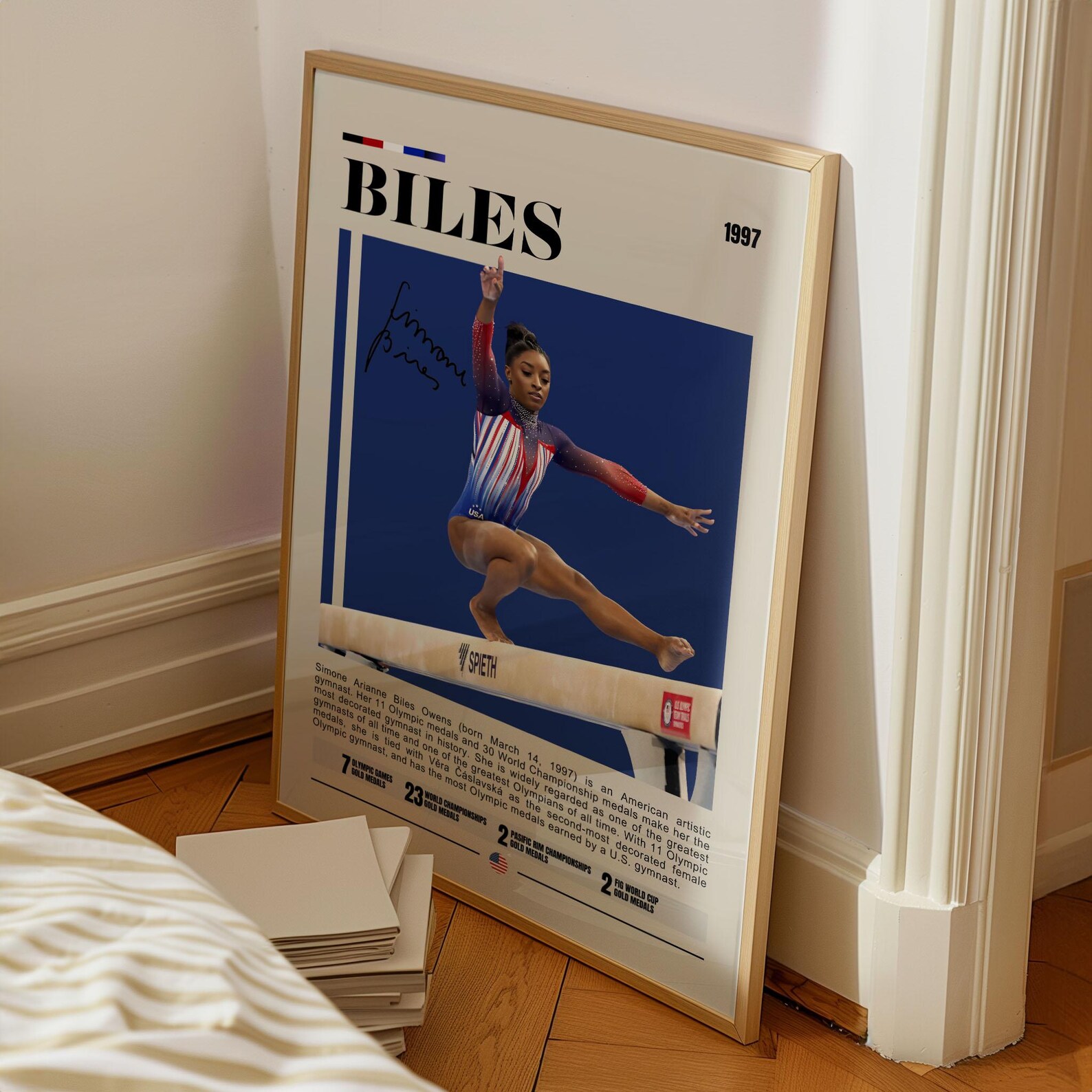Simone Biles Poster, Gymnast Poster, Athletics Prints, Sports Poster ...