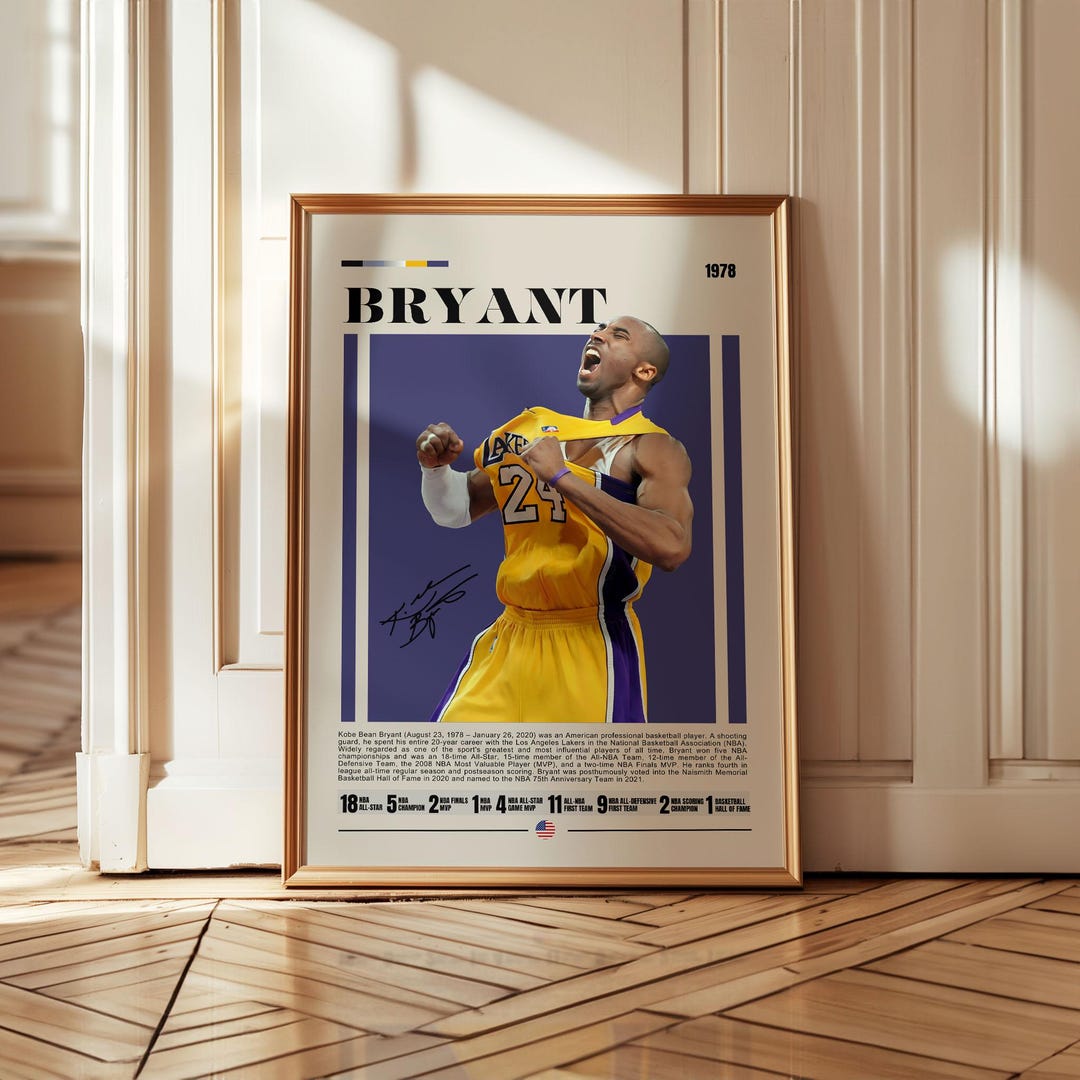 Kobe Bryant Poster, LA Lakers Poster, NBA Poster, Sports Poster, Mid ...