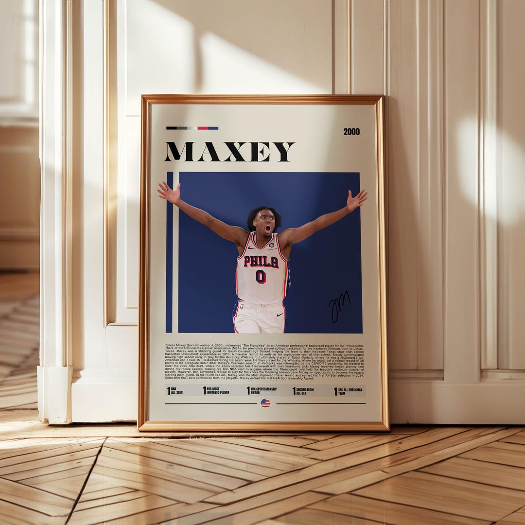 Tyrese Maxey Poster, Philadelphia 76ers, NBA Poster, Sports Poster, Mid ...