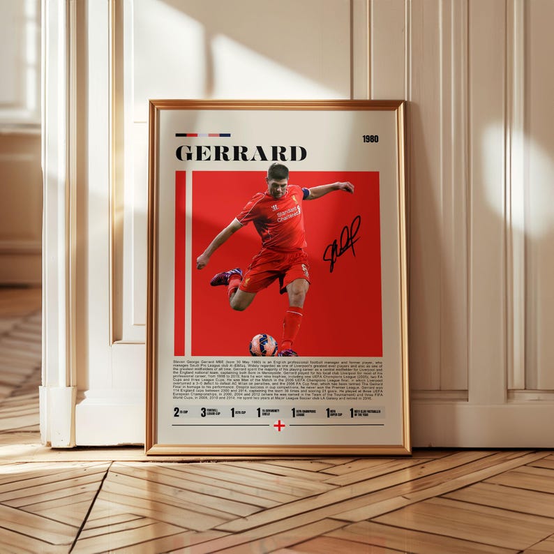 Steven Gerrard Poster. Liverpool Poster Gifts, Minimalist Wall Art ...