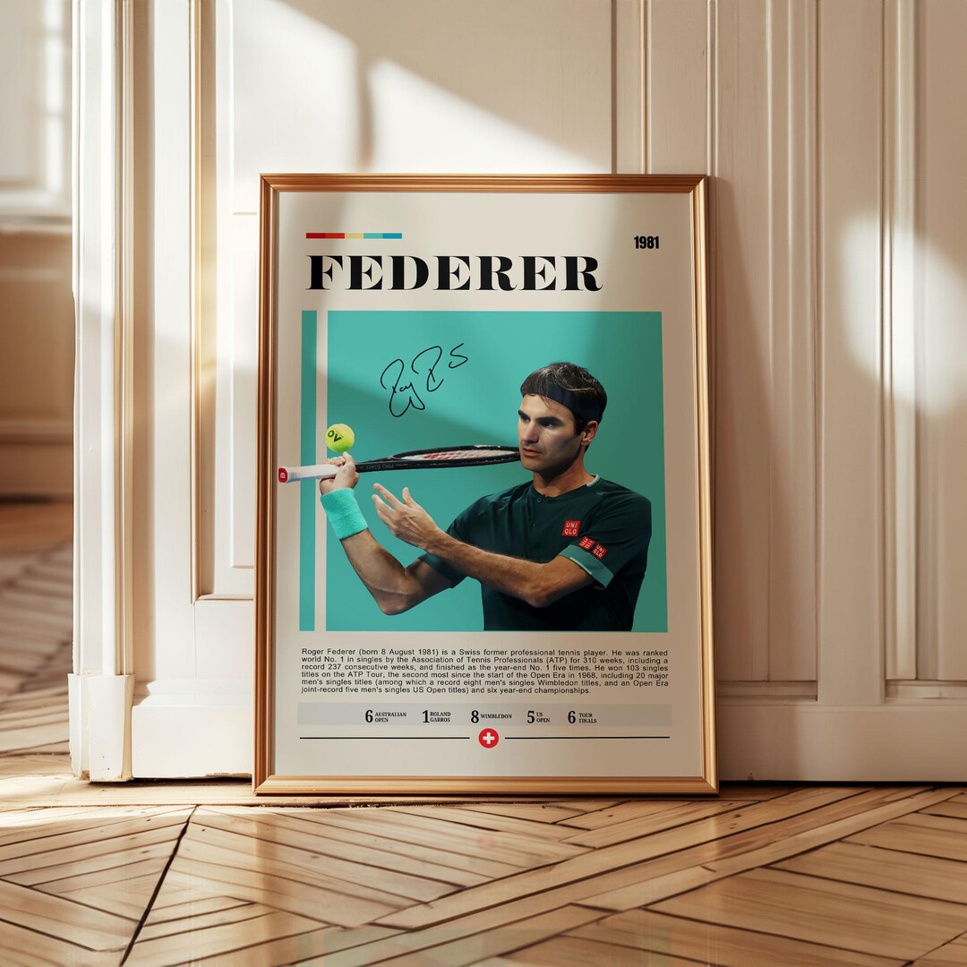 Roger Federer Poster, Tennis Print, Federer Print Decor, Tennis Legend ...