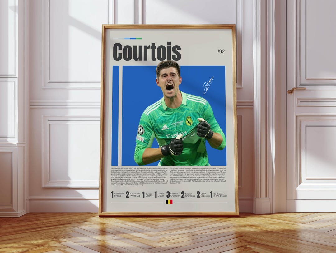 Thibaut Courtois Poster, Real Madrid Poster, Soccer Gifts, Sports ...