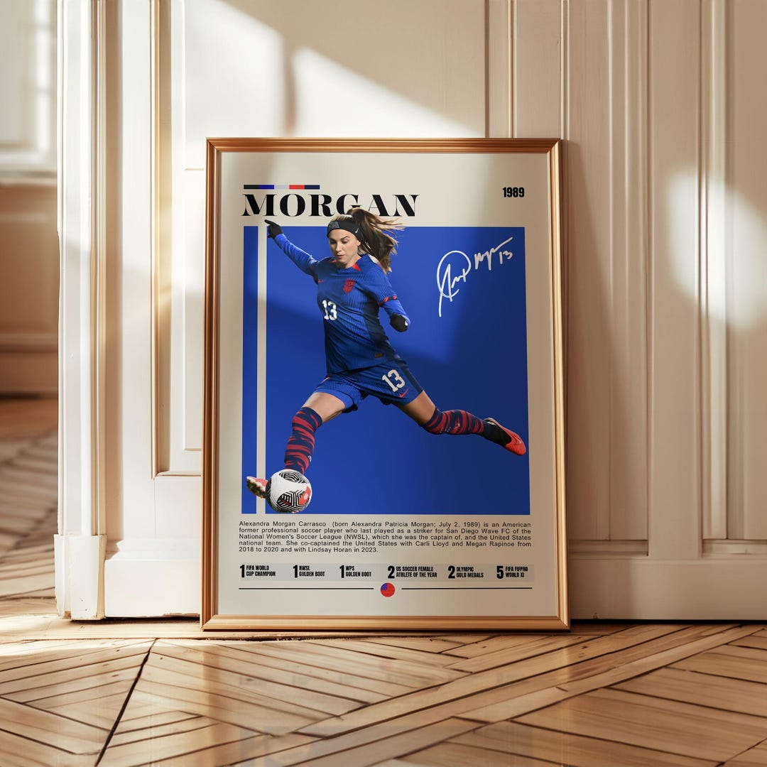 Alex Morgan Poster, USA Women Footballer, Soccer Gifts, Sports Poster ...