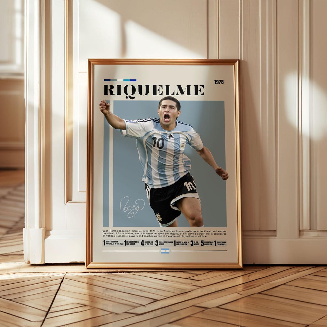 Juan Román Riquelme Poster, Boca Juniors Football Wall Art Print ...