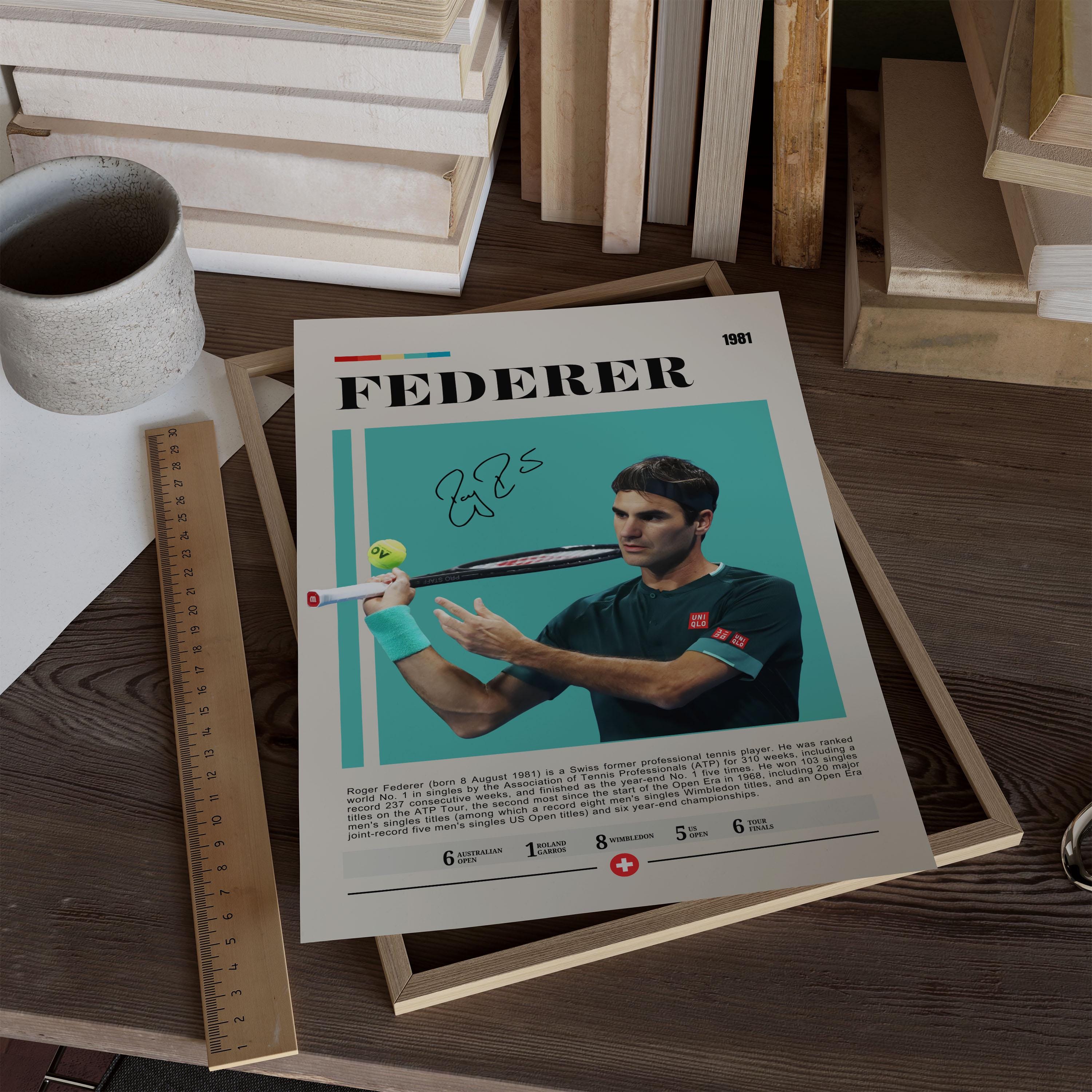 Roger Federer Poster, Tennis Print, Federer Print Decor, Tennis Legend ...
