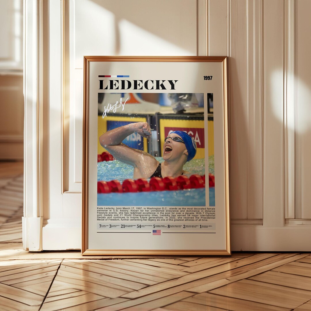 Katie Ledecky Swimming Wall Poster – Olympic Champion Art Print, Modern ...