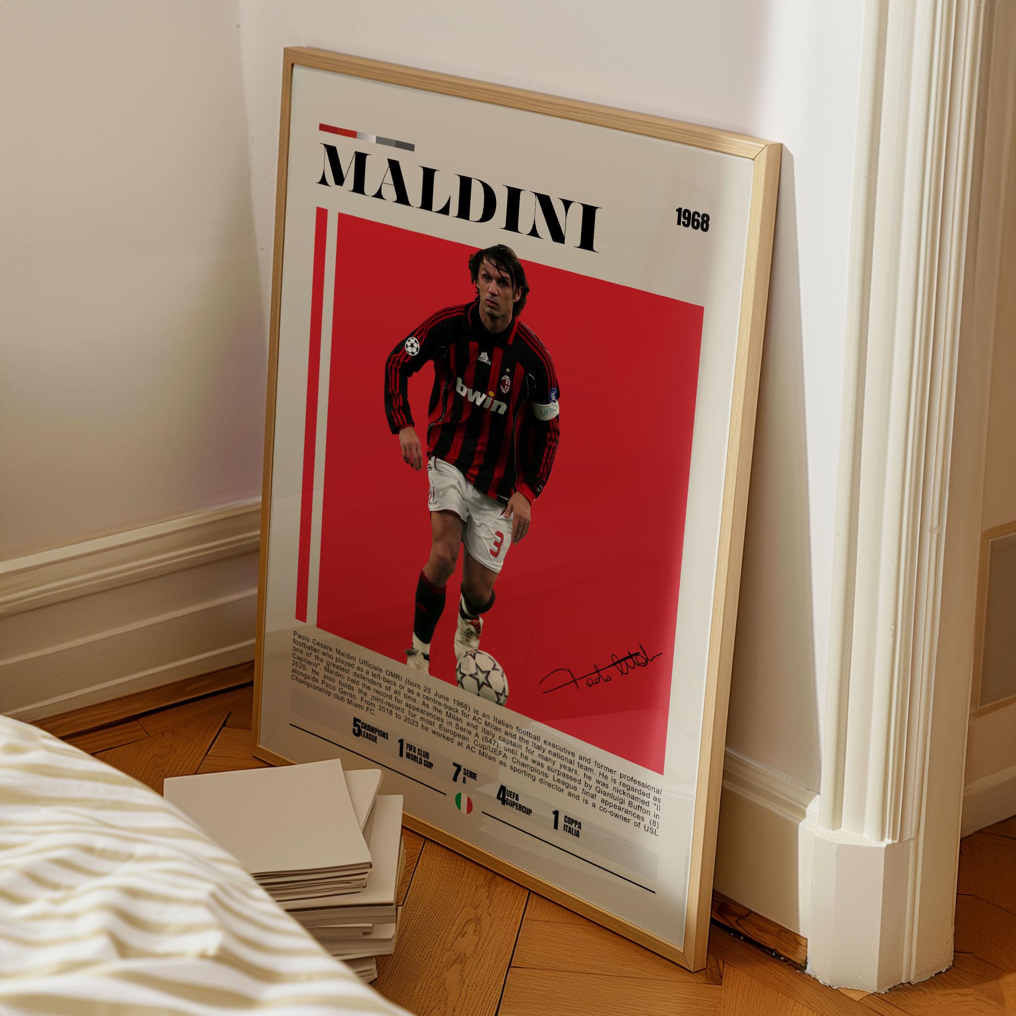 Paolo Maldini Poster, AC Milan Poster, Soccer Gifts, Sports Poster ...