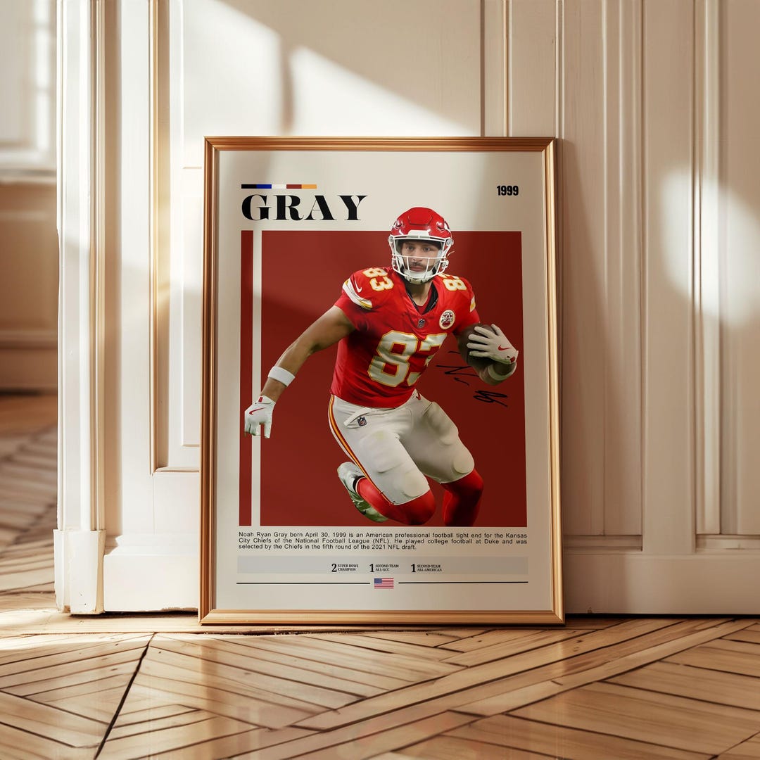 Noah Ryan Gray Poster, Kansas City Chiefs Print, NFL Poster, Sports ...
