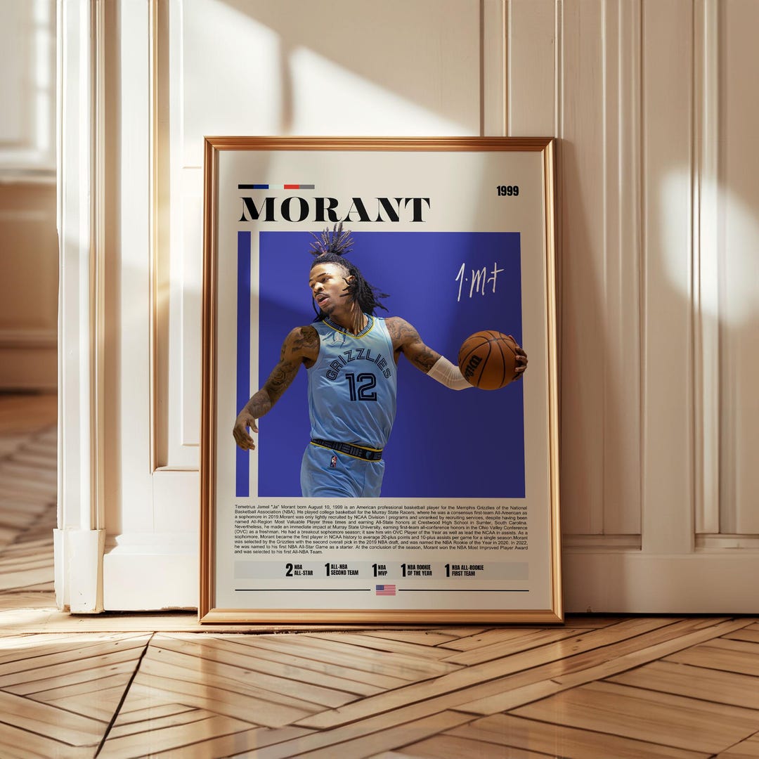 Ja Morant Poster, Memphis Grizzlies Poster, NBA Poster, Sports Poster ...
