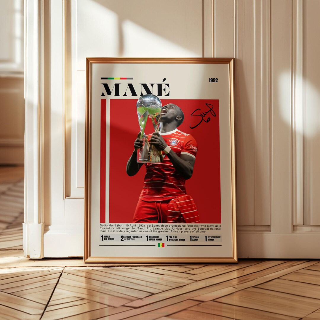 Sadio Mané Poster, Liverpool F.C. Poster, Goalkeeper Wall Art, Premier ...