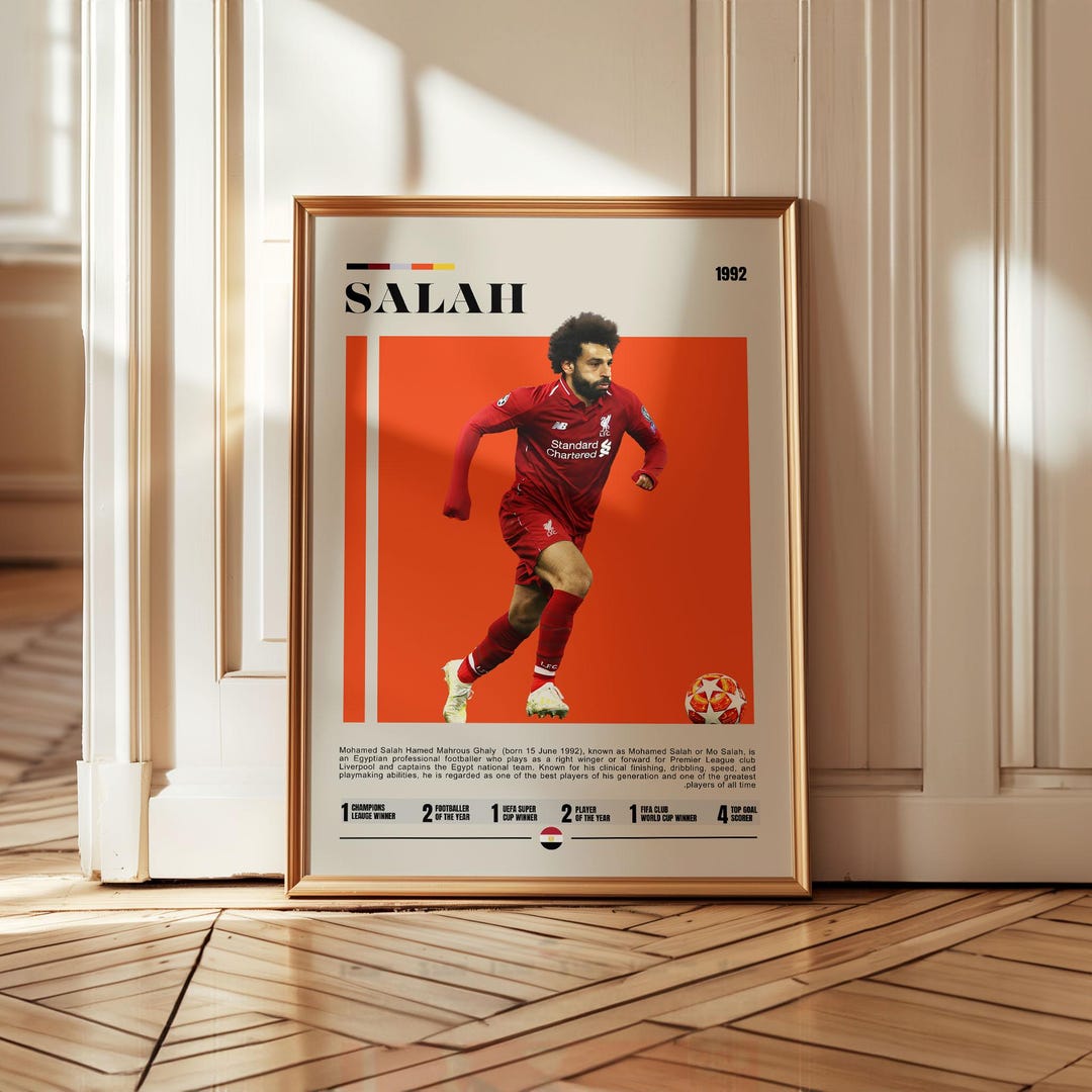 Mohamad Salah Poster, Egyptian Footballer Print, Soccer Gifts, Sports ...
