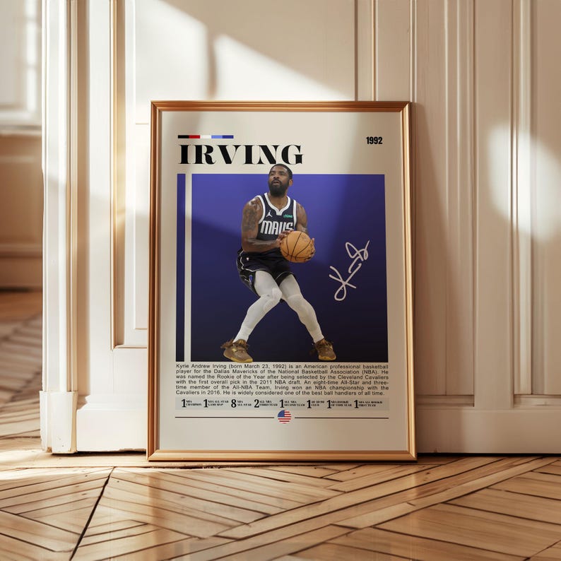 Kyrie Irving NBA Poster, Cavaliers Guard Wall Art (digital Download ...