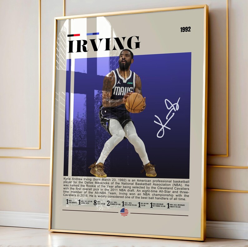 Kyrie Irving NBA Poster, Cavaliers Guard Wall Art (digital Download ...