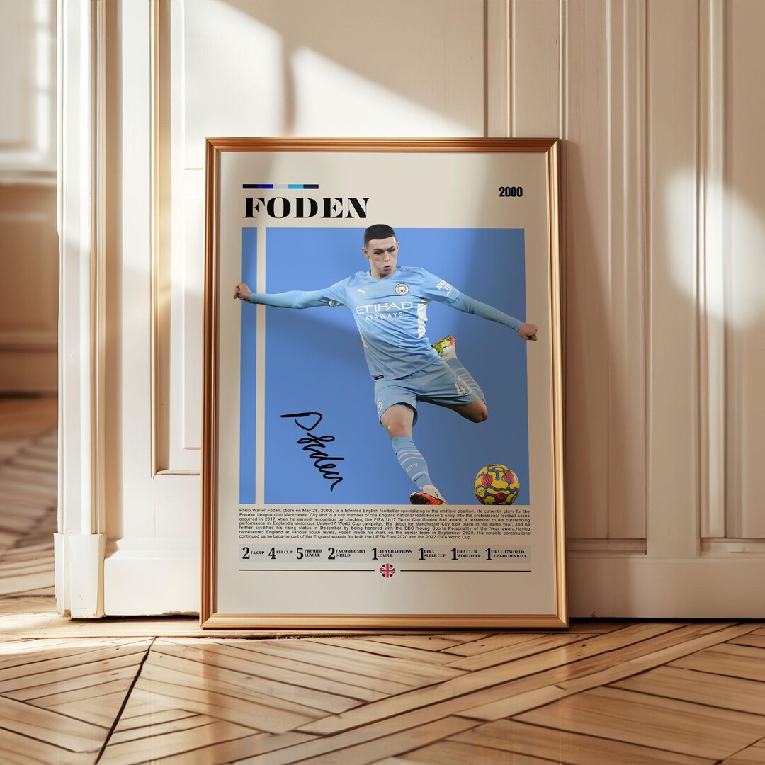 Phil Foden Poster, Manchester City, Soccer Wall Art - Etsy