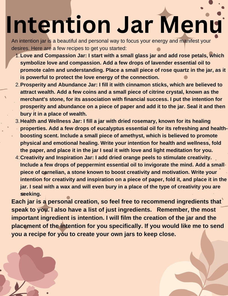 SPELL INTENTION JARS made to Order - Etsy