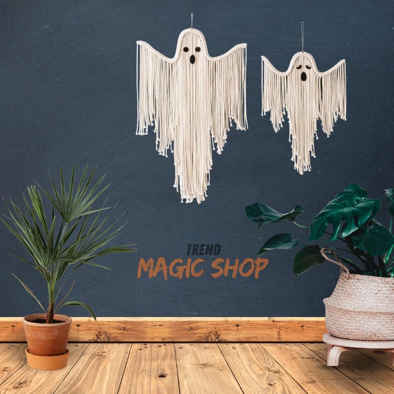 Handmade Macrame Halloween Ghost, Boho Wall Hanging, Halloween Macrame ...