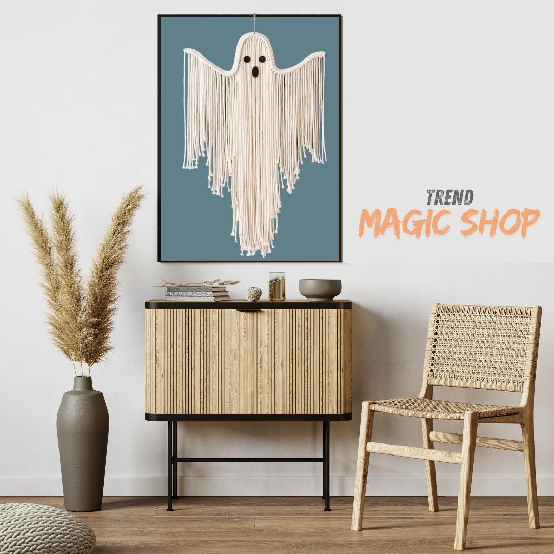 Handmade Macrame Halloween Ghost, Boho Wall Hanging, Halloween Macrame ...