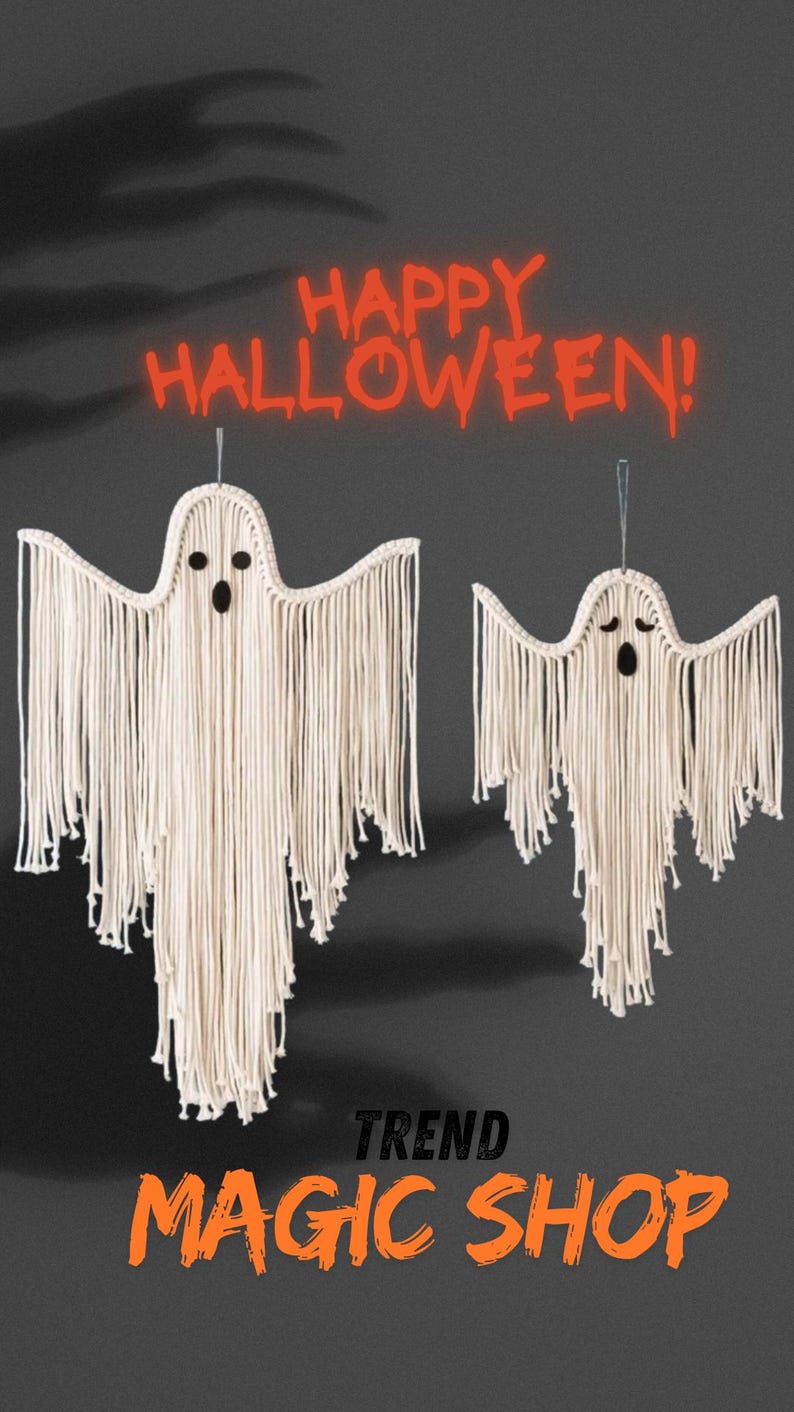 Handmade Macrame Halloween Ghost, Boho Wall Hanging, Halloween Macrame ...