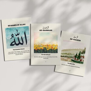99 Names of Allah Flashcards, Asmaul Husna Flash Cards, Islamic ...