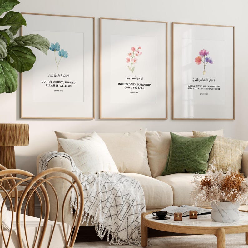 Set of 3 Quran Quotes Islamic Wall Art, Quran Verse, Printable Digital ...
