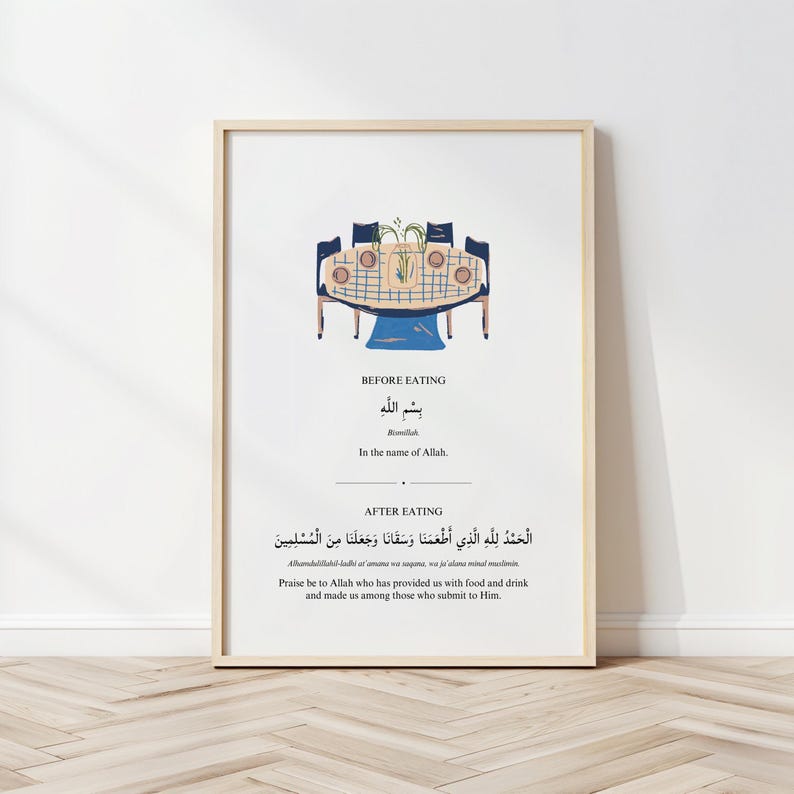 Before and After Eating Dua Print Islamic Wall Art, Starting and ...