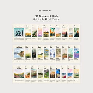 99 Names of Allah Flashcards, Asmaul Husna Flash Cards, Islamic ...
