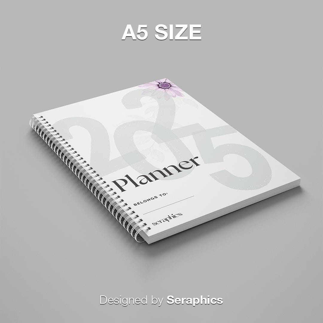 2025 Yearly Planner Notebook Organiser A5 Personal Spiral Wire Bound ...