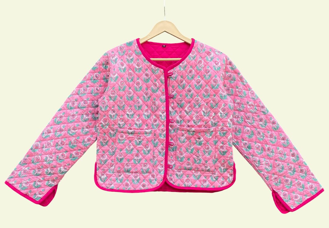 Handmade Quilted Cotton Jacket Hand Print Boho Padded Coat - Etsy