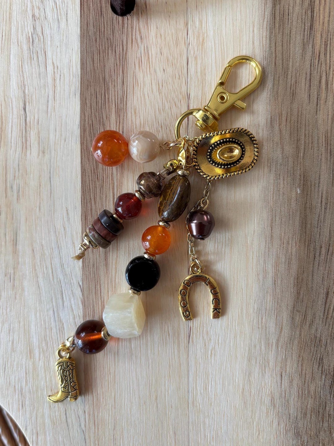 Bag Charm Keychains With Beads, Gold Accents, and Pearls | “the Country ...