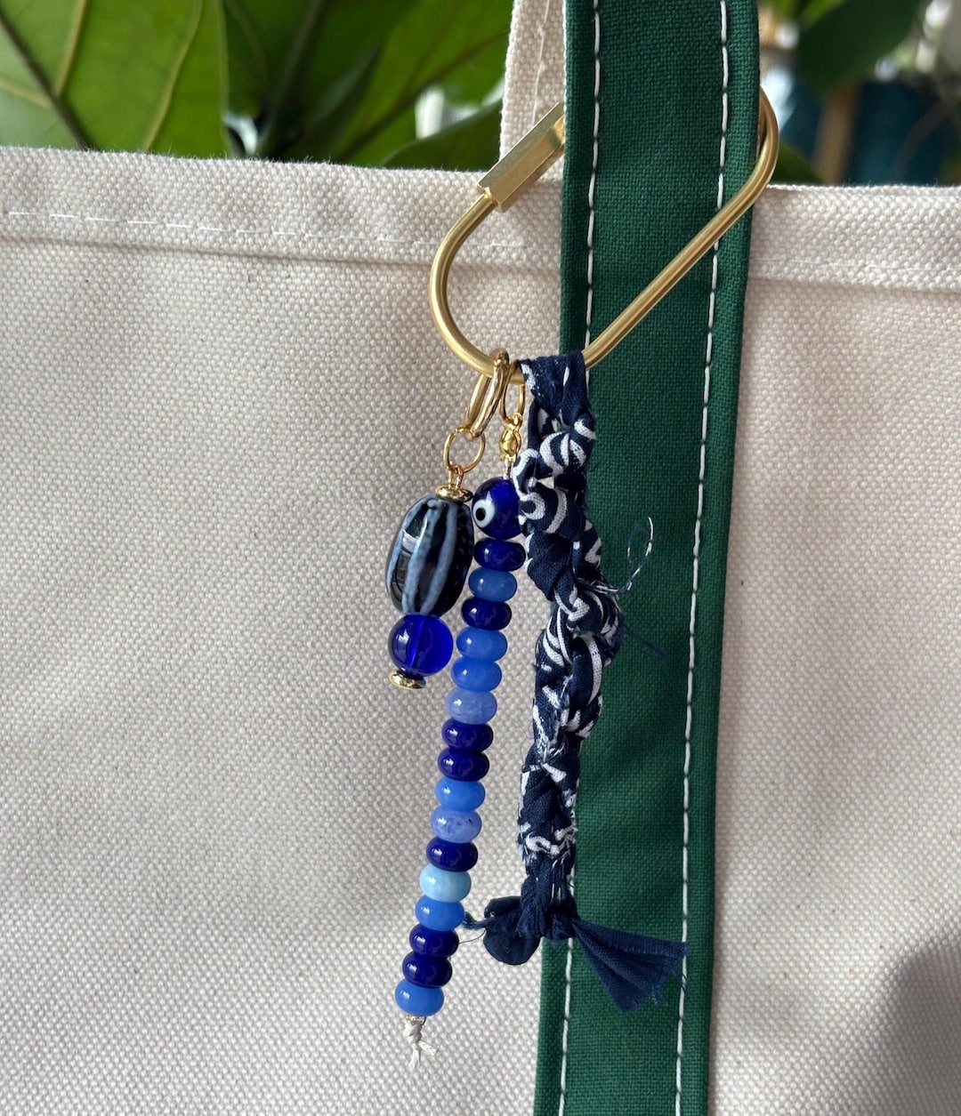 Bag Charm Keychains With Glass + Ceramic Beads, Gold Fixtures, and ...