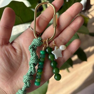 Bag Charm Keychains With Glass + Ceramic Beads, Gold Fixtures, and ...