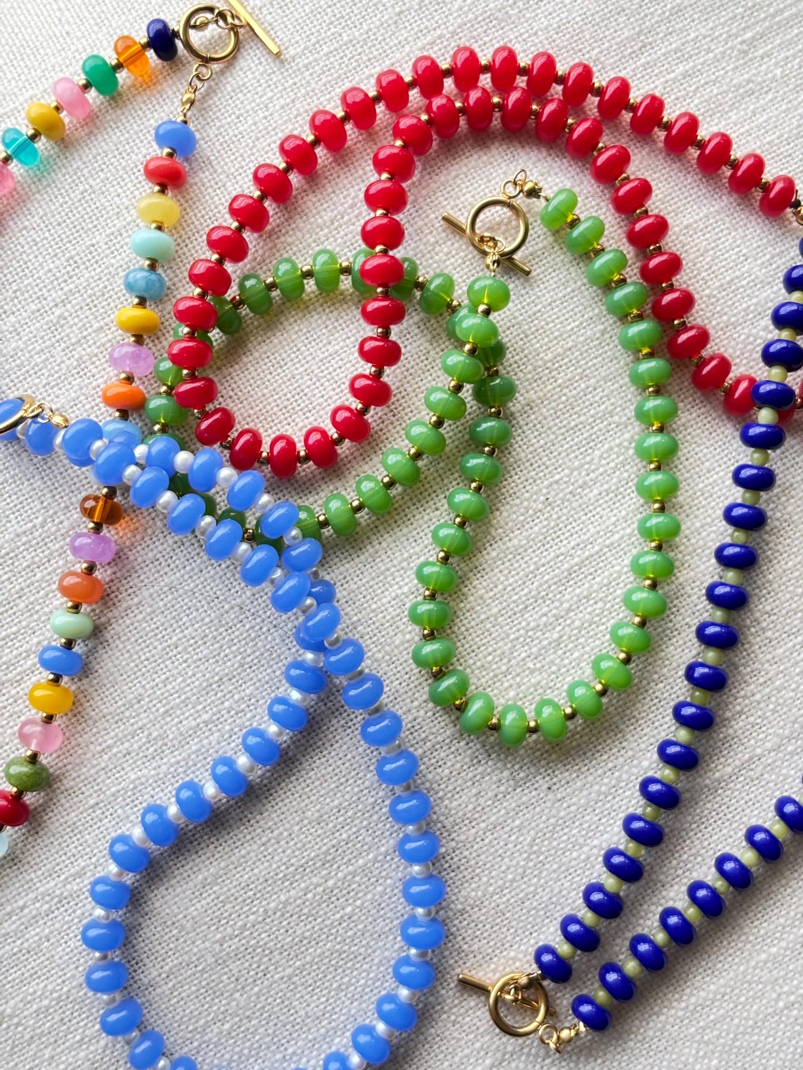 Colorful Beaded Necklace With Tarnish Resistant Gold Accents | Toggle ...