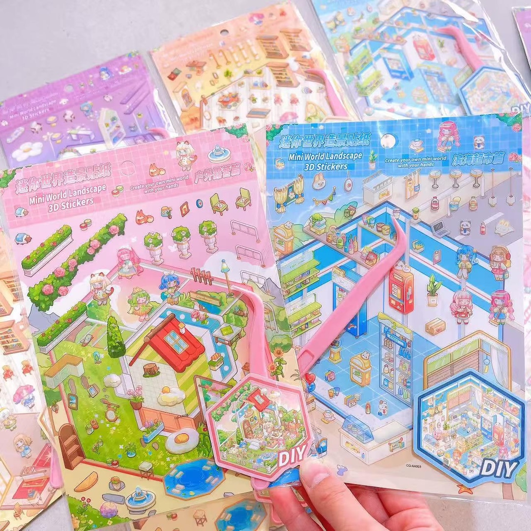 Cute Miniature Sticker Scene Set of 6 - Etsy