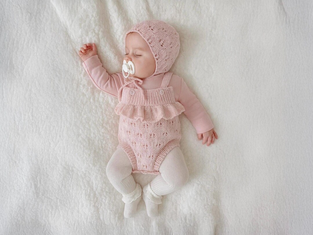 Baby Girl Photo Prop Wool Onesie and Bonnet Set - Etsy