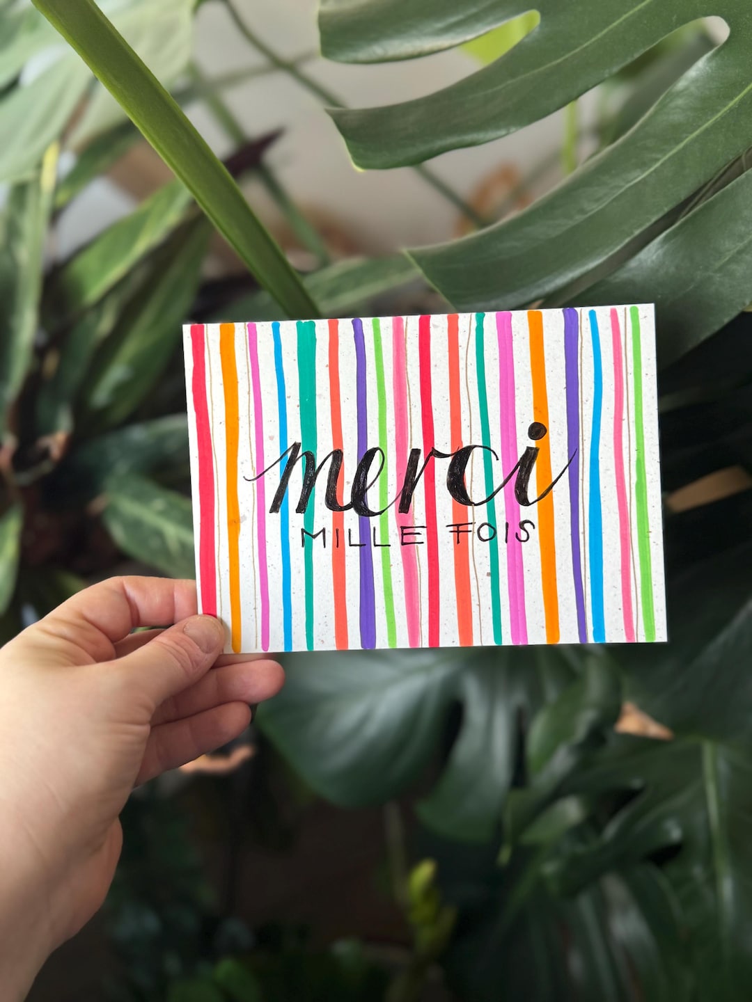 Handmade Lettering Merci Mille Fois Card - Etsy