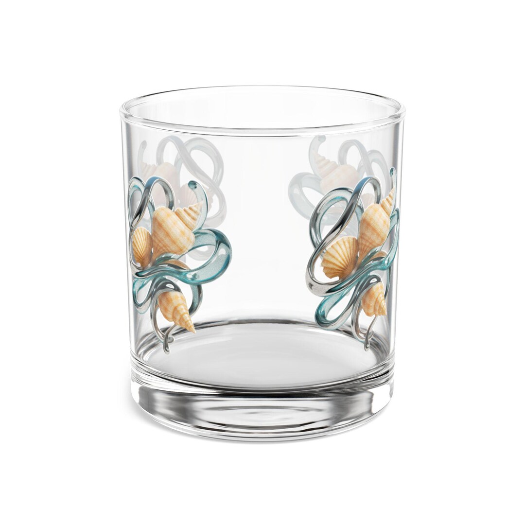 Seashell Octopus Rocks Glass, Coastal Whiskey Tumbler, Beach House ...